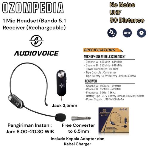 Jual Mic Headset/Bando Mic Wireless Universal Microphone Audiovoice UHF ...