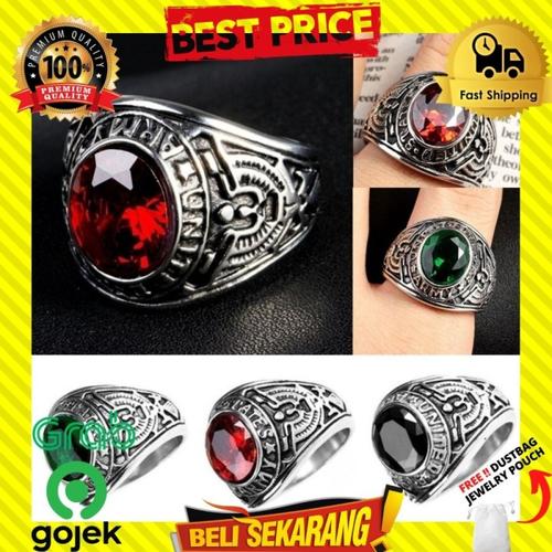 Jual Cincin Batu Akik Varian Safir Biru Merah Garnet Hijau Zamrud Hitam ...