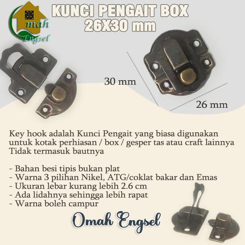 Jual Kunci Pengait box uk 2.6 cm / kuncian kotak peti warna antik ...