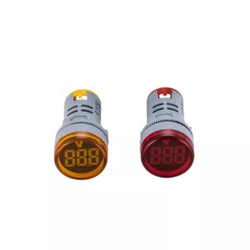 Jual Pilot Lamp LED Volt Meter Digital Voltmeter 22mm 220 VAC Bulat ...
