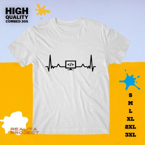 Jual Tshirt Kaos Programmer Heartbeat Coding Buku Coding Combed 30s ... Jual Tshirt Kaos Programmer Heartbeat Coding Buku Coding Combed 30s ...