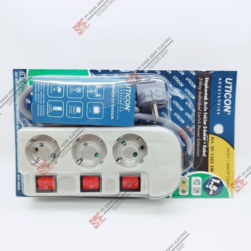 Jual Stop Kontak Uticon Extention Cable Multi Switch / 3 4 5 6 Lubang 1 ...