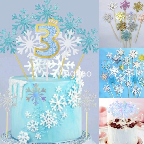 Jual topper cake kue keping salju frozen frost dekorasi - Biru Muda ...