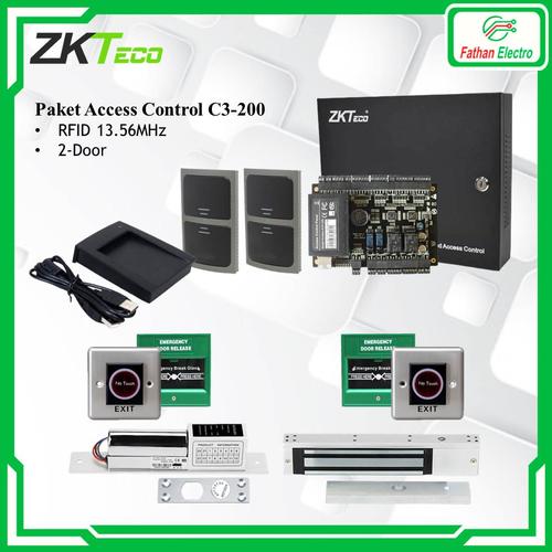 Jual Paket Access Control ZKTeco C3-200 2 Door Access Control RFID 13 ...