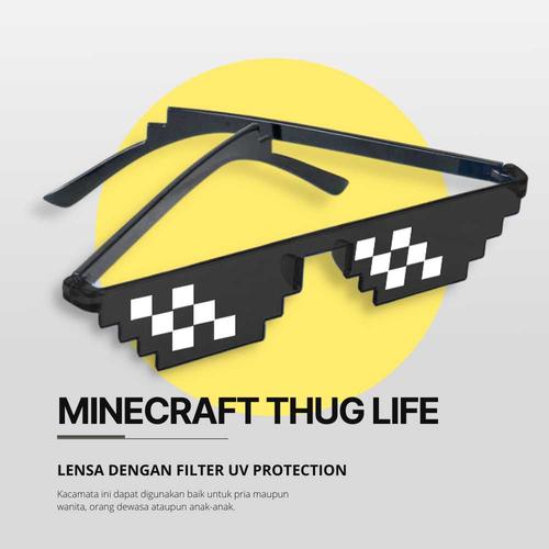 Jual Kacamata Model Pixel Minecraft Mosaics Thug Life - Kuning ...