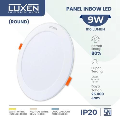 Jual Lampu Downlight Panel Bulat Inbow 9 watt 5 inch LUXEN CLASSIC ...