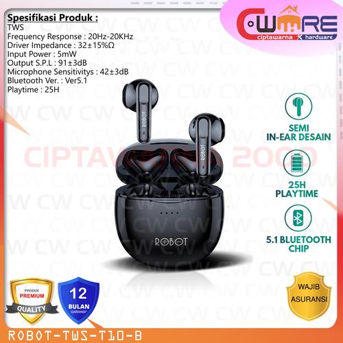 Promo Earphone Robot TWS Wireless Airbuds TWS T10 Headset Bluetooth ...
