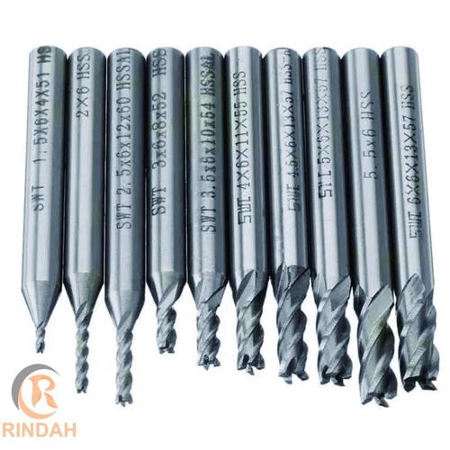 Jual Set 10pcs Mata Bor Endmill 4 flute HSS End Mill Cutter CNC Router Bit - Kota Bandung ...