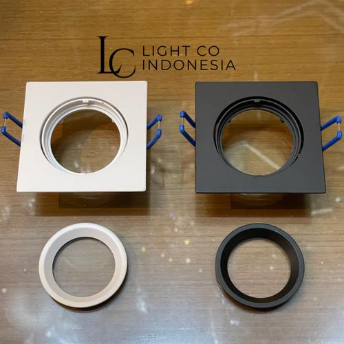 Jual Downlight MR16 Kotak / Segi Fatro SA212 putih black / downlight ...