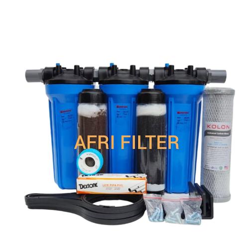 Jual Paket Filter Air 3 Tahap Zat Besi tinggi (Blue 10" drat 3/4 ...