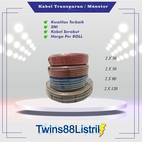 Jual Kabel Transparan / Monster 20 Meter Full Ukuran 2x30 || 2x50 ...