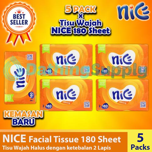 Promo PAKET 5 PACK NICE Facial Tissue 180 Sheet 2 ply Tisu Wajah 180 ...