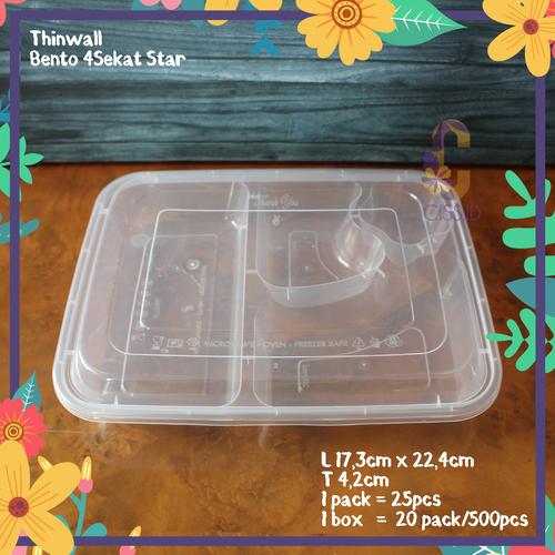 Jual THINWALL 4 SEKAT BINTANG BENTO BOX VICTORY SATUAN KOTAK MAKAN ...