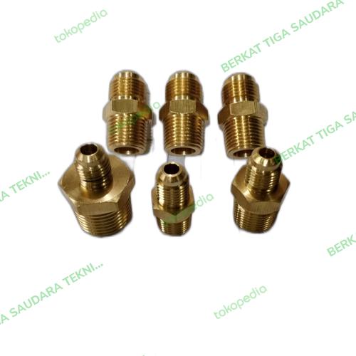 Jual Male connector pipa AC 3/8"SAE x 3/8"NPT bahan Kuningan Brass ...