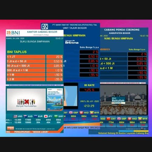 Jual Aplikasi Suku Bunga Kurs dan Signage - Kab. Bogor - Duta ITMVision | Tokopedia