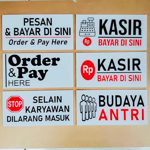 Jual Label Akrilik Kasir / Budaya antri / Pesan dan Bayar disini ...