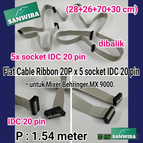 Jual Flat Cable Ribbon 20P x 5 socket IDC 20 pin - P = 1.54 meter ...