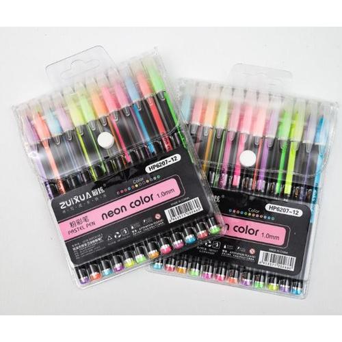 Jual Pulpen Gel Neon Color / Pen Pastel Warna Warni 1 set 12 Warna ...