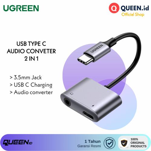 Jual UGREEN USB C 2in1 Audio Adapter Converter to Type C 3.5mm AUX - 50596 - Kab. Tangerang ...