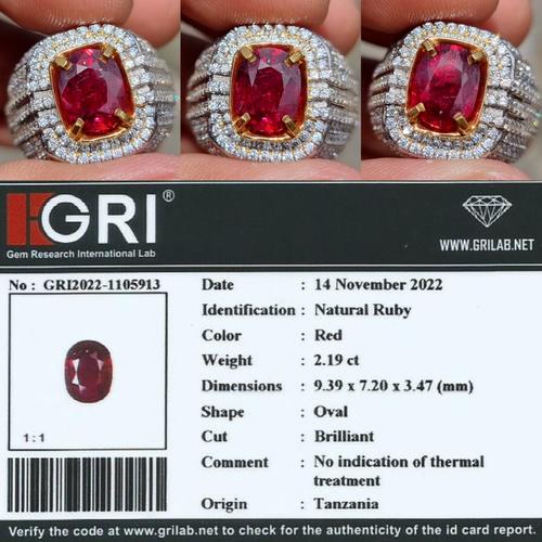 Jual Natural HQ Batu Red Ruby Tanzania No Treatment 2.19 Cts Good ...