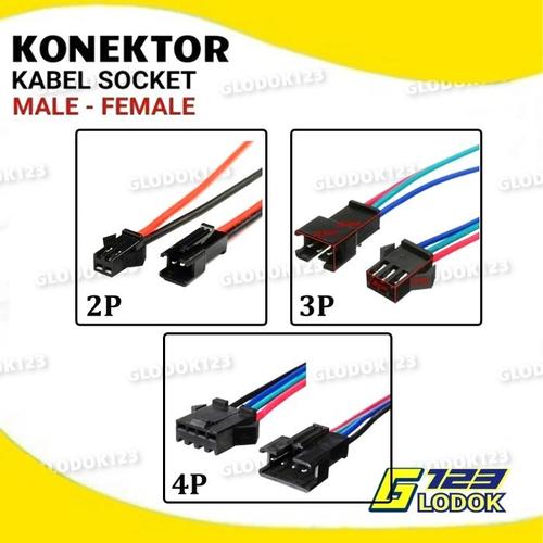 Jual Kabel Soket Konektor Socket Male Female LED Strip DC JST SM 2 3 4 ...