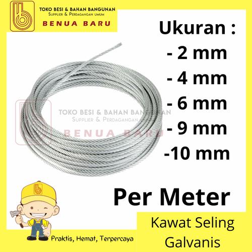 Jual Sling Baja Galvanis 2 4 6 9 mm / Kawat Baja / Seling Baja Galvanis - 2 MM - Kab. Bekasi ...