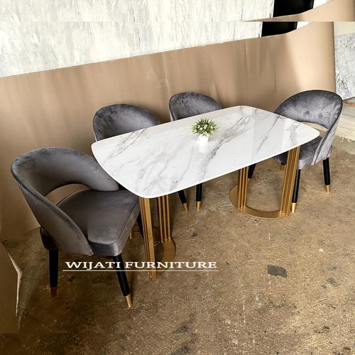 Jual dining table marmer set meja makan marmer Asli minimalis 4 kursi ...