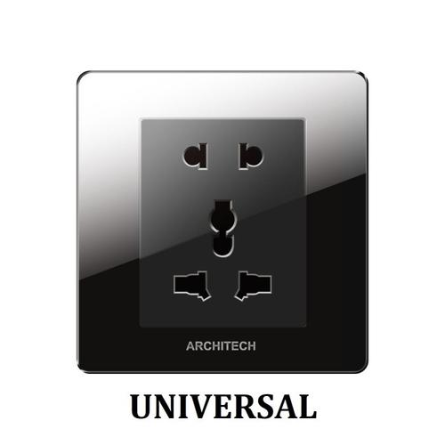 Jual ARCHITECH DIAMOND V16-C06 BLACK Stop Kontak - Colokan Universal ...