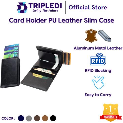 Jual TRIPLEDI Card Holder Dompet Kartu PU Leather Smart Wallet Anti ...