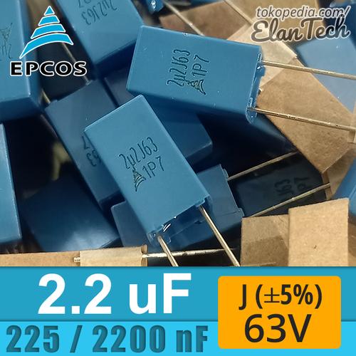 Jual Epcos 2.2uF / 225 / 2200nF J 63V 2u2 Capacitor Kapasitor ElanTech ...