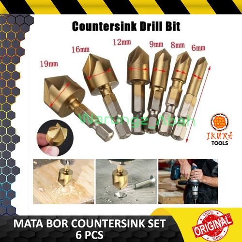Jual MATA BOR HSS COUNTERSINK KAYU BESI ALUMUNIUM DRILL BIT SET SEKRUP ...