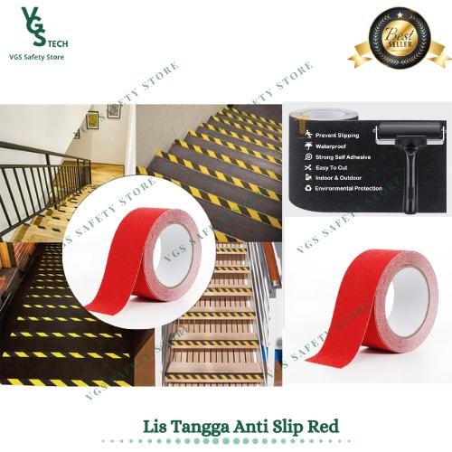 Promo Lis tangga Pengaman Anti Slip Step Nosing + Perekat Super Merah 5 ...