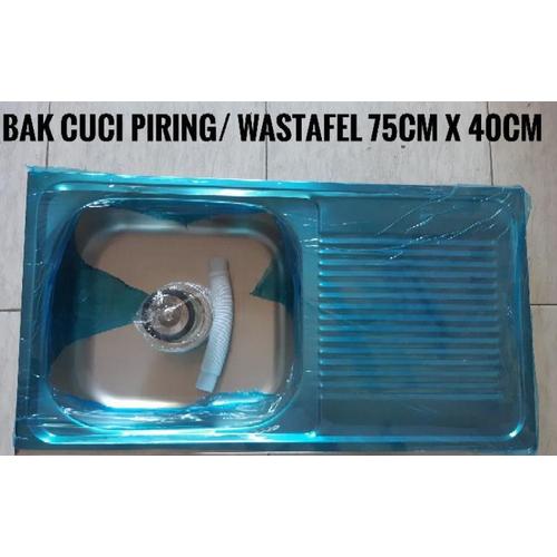 Jual Wastafel bak cuci piring stainless 75cm x40cm (termasuk selang dan ...