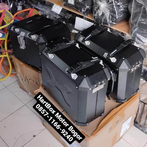 Jual Paket Box Motor Pannier Alumunium Galvanis Badak Hitam Black Doff ...