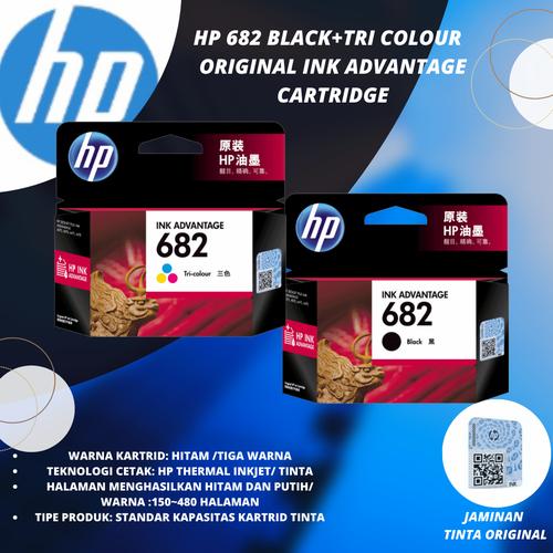 Jual Tinta Printer HP 682 Black & Coulor ORIGINAL - Black+ Color ...