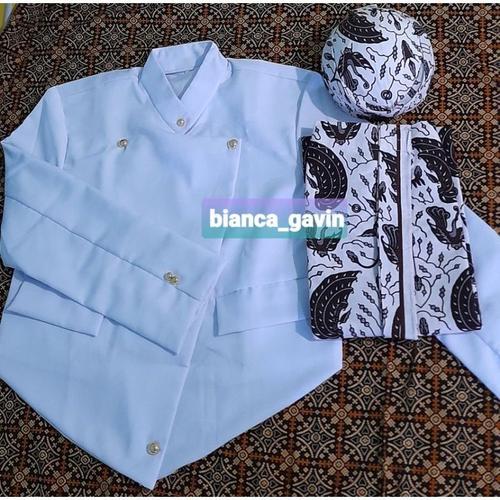 Jual Beskap Solo + Jarik Instan + Blangkon, Nuansa Putih Sidoasih - S ...