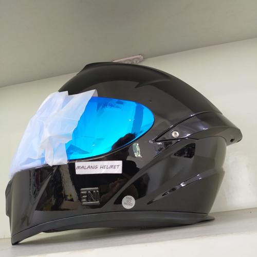 Jual Helm Snail FFS2 Solid Black Glossy Visor Blue - Kab. Malang ...