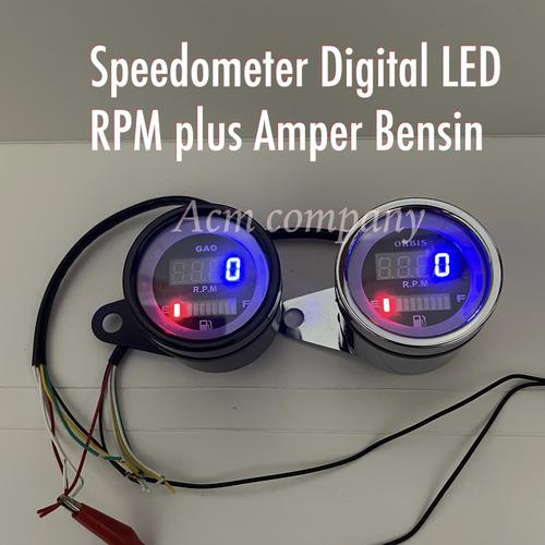 Jual Spedometer Meteran LED Digital RPM & Amper Bensin 12Volt Universal ...