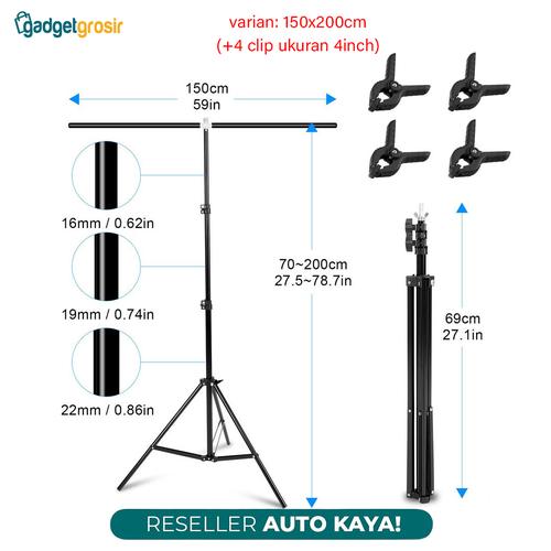 Jual T Shape Tiang Stand Tripod Backdrop Background Foto Green Screen ...