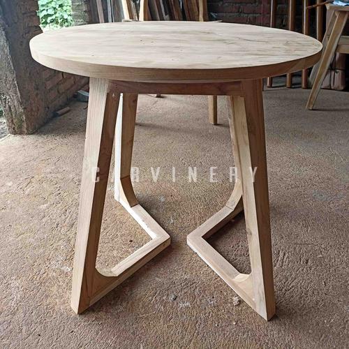 Jual Meja Makan Bundar Minimalis Kayu Jati, Meja Bulat Cafe Kaki V ...