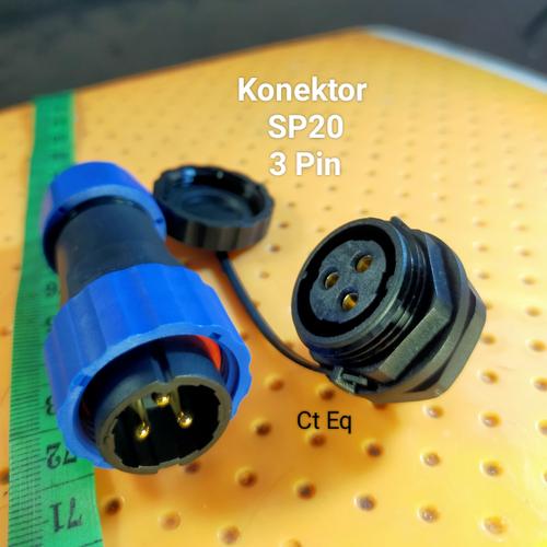 Jual Konektor SP20 3 Pin Plug n Socket IP68 Panel Mount konektor Steker ...