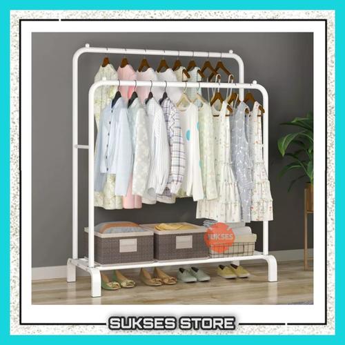 Jual DOUBLE POLE BIG STAND HANGER GAWANG BESI / RAK GANTUNG BAJU ...