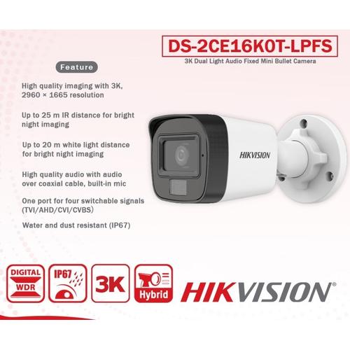 Jual Hikvision DS-2CE16K0T-LPFS 3K Dual Light Audio Camera CCTV Outdoor - Kota Makassar - MITRA ...