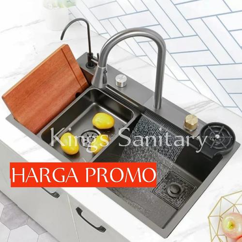 Jual PROMO modern kitchen sink hitam doff 7545 stianless sus 304 / Bak ...