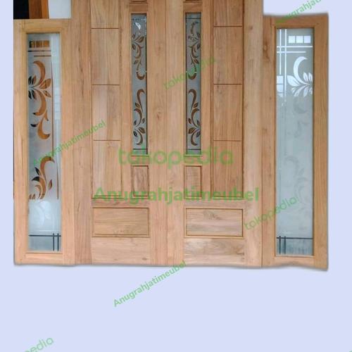 Jual pintu utama kayu jati kaca grafir - Kab. Bantul ...