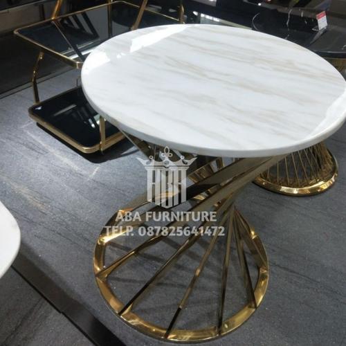 Jual Side Table Stainless Gold Mirror Top Table Marmer Carara Italy ...