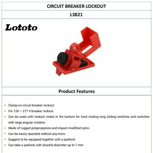 Jual LOTOTO L3821 Safety Loto Clamp-On Circuit Breaker Lockout, Handle ...
