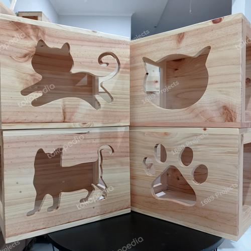 Jual Cat Play House Cat Room Cat Box Mainan Kotak Kucing Kayu Jati ...