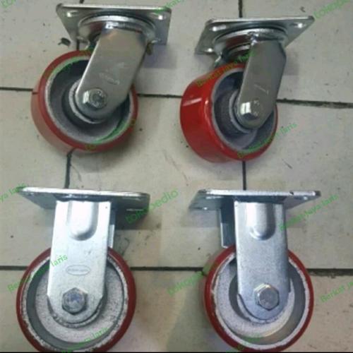 Jual Roda troli PU 4 inchi heavy duty roda pu 4 inch 1set kapasitas 1 ...