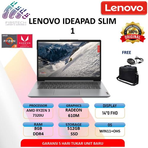 Jual LENOVO IDEAPAD SLIM 1 14 RYZEN 3 7320U 8GB 512SSD RADEON 610M W11+OHS - 256 gb - Jakarta ...